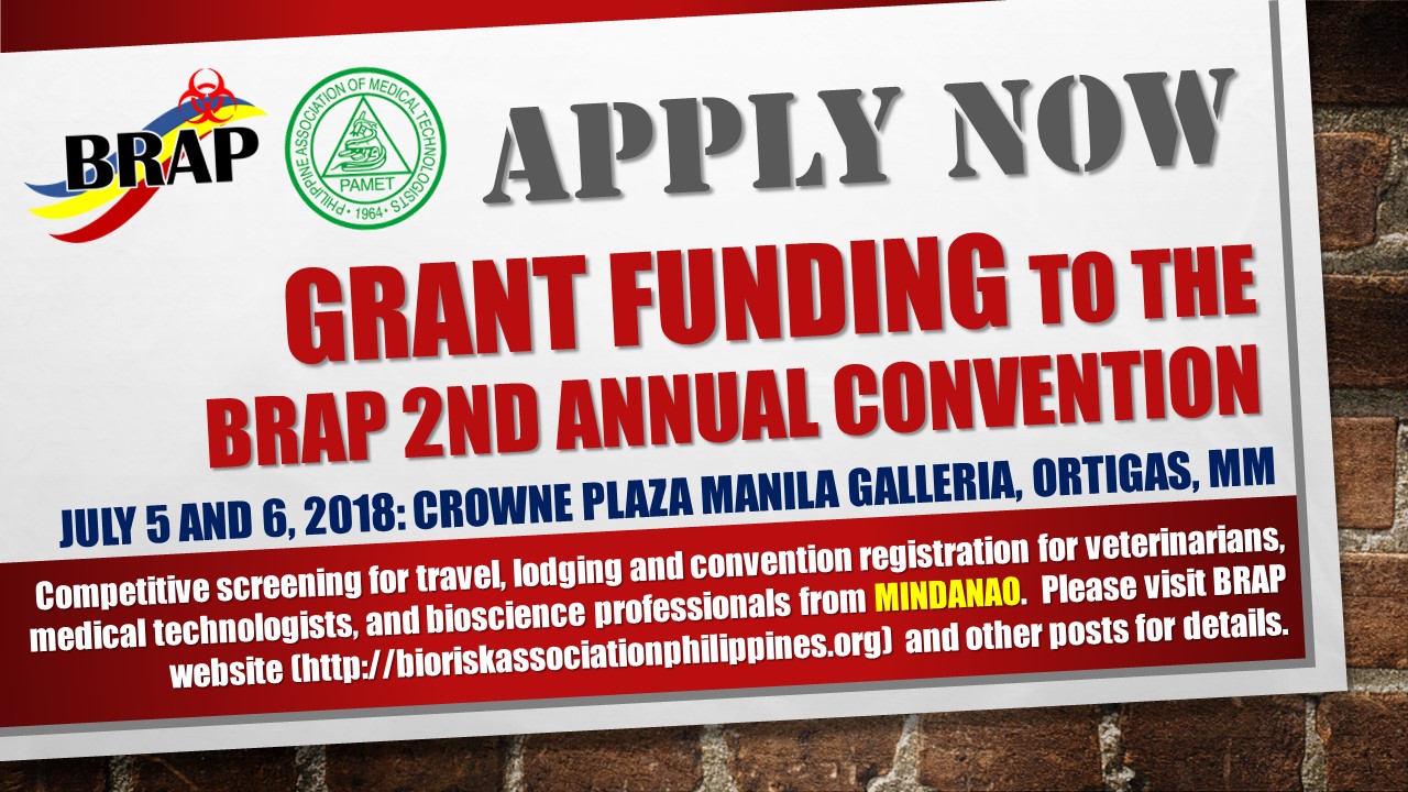 Grant to attend the BRAP 2nd Annual Convention | BioRisk Association of ...