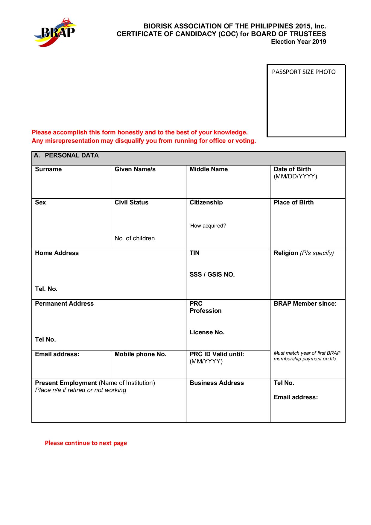 BRAP Elections 2019 Documents | BioRisk Association of the Philippines ...