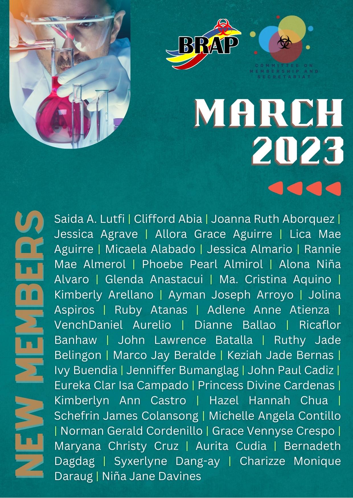 BRAP New and Renewed Members for March 2023 | BioRisk Association of ...