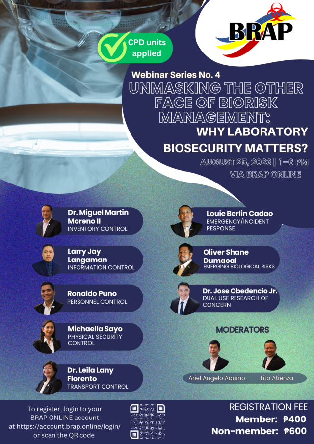 BRAP Webinar Series No. 4 | BioRisk Association of the Philippines 2015 ...