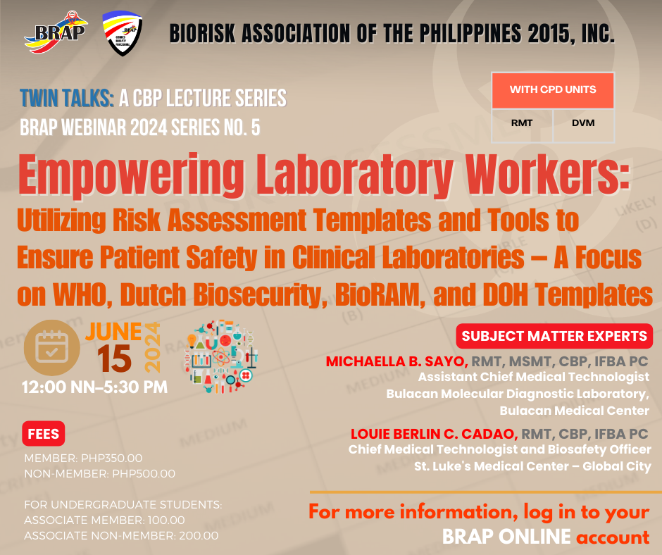 BRAP Webinar 2024 Series No. 5: Empowering Laboratory Workers ...